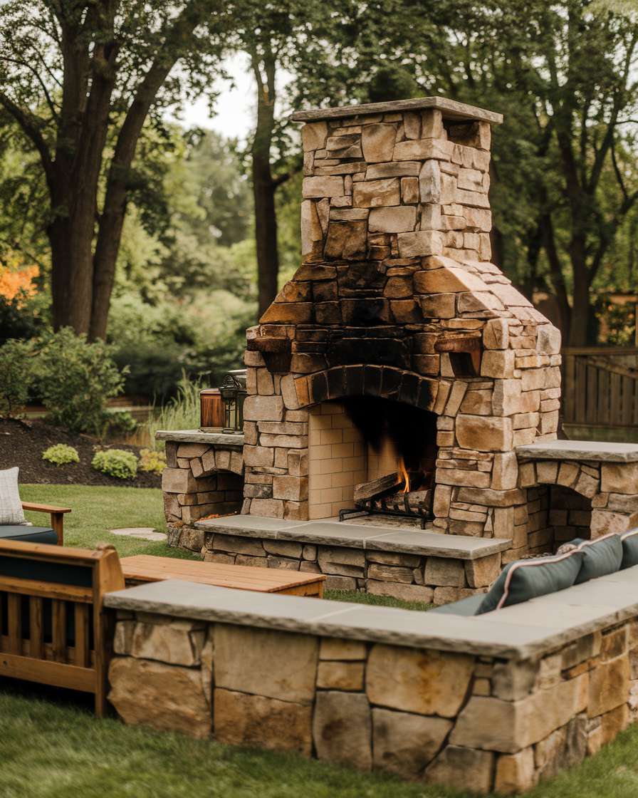 34 Outdoor Fireplace Ideas 2025 to Elevate Your Backyard with Rustic ...