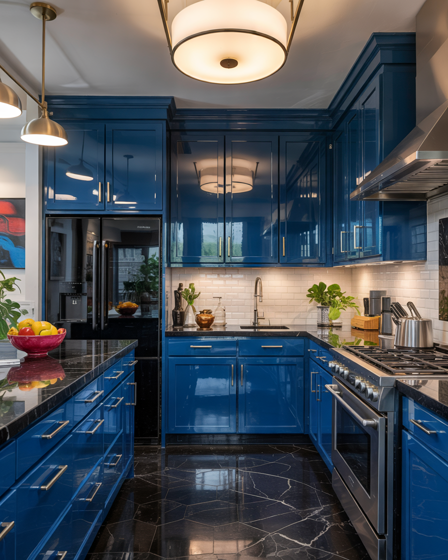 Stylish Blue Kitchen 2025 Ideas with Blackand Finishes and Modern ...