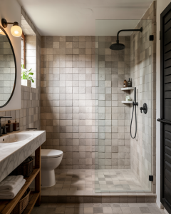 40 No Door Shower Ideas 2025 for Walk In Bathrooms Small Spaces Privacy ...