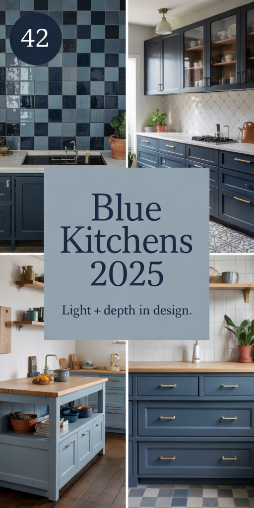 Stylish Blue Kitchen 2025 Ideas with Blackand Finishes and Modern ...