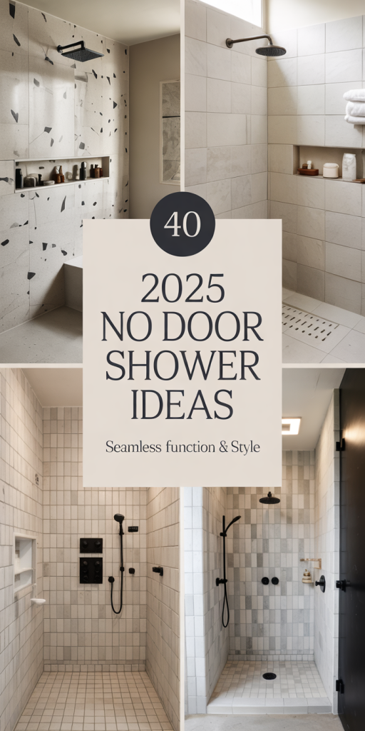 40 No Door Shower Ideas 2025 for Walk In Bathrooms Small Spaces Privacy ...