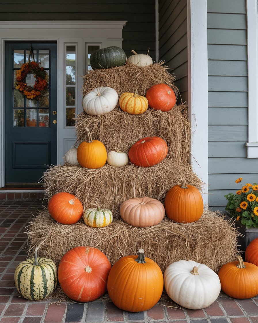 35 Fall Front Porch Decor Ideas 2025 with Pumpkins Mums DIY Rustic ...