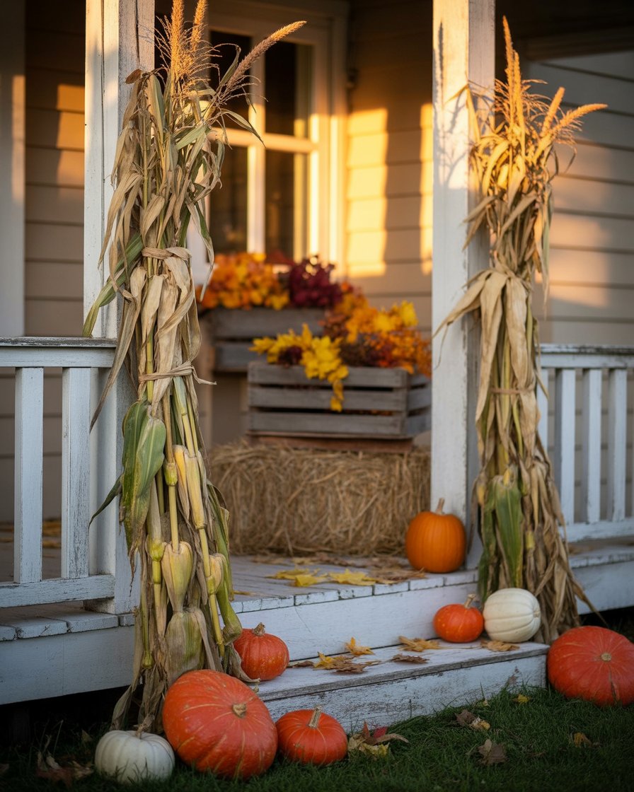 36 Fall Outdoor Decor Ideas for Porches Yards and Steps with Mums Hay ...