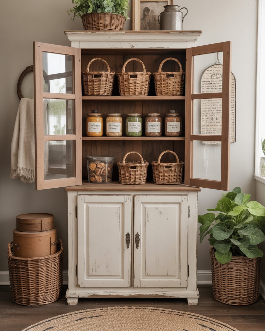27 Farmhouse Pantry Ideas 2025 With Rustic Doors, Cabinets, Wallpaper ...