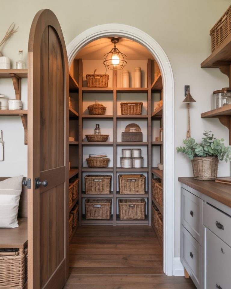 27 Farmhouse Pantry Ideas 2025 With Rustic Doors, Cabinets, Wallpaper ...